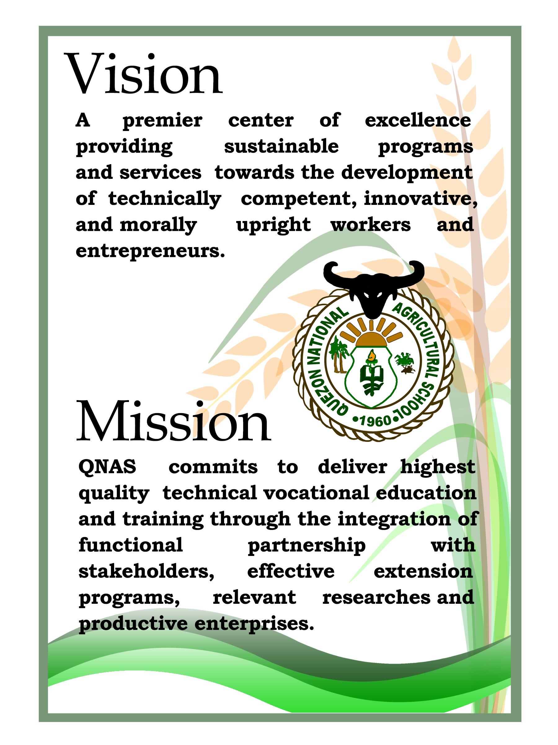 Vision, Mission, Goals, Core Values and Quality Statement – Quezon ...